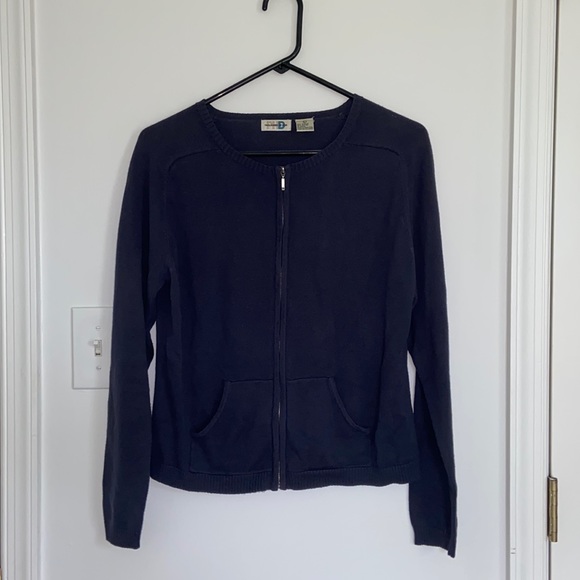 Vintage | Sweaters | Vintage Dark Blue Zipup Cardigan With Pockets ...